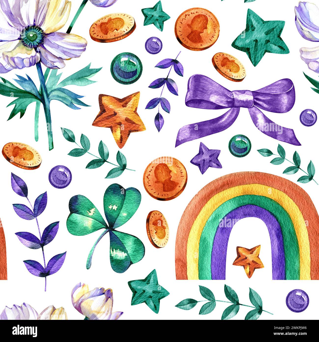 Saint Patrick's day seamless pattern with traditional celebration ...