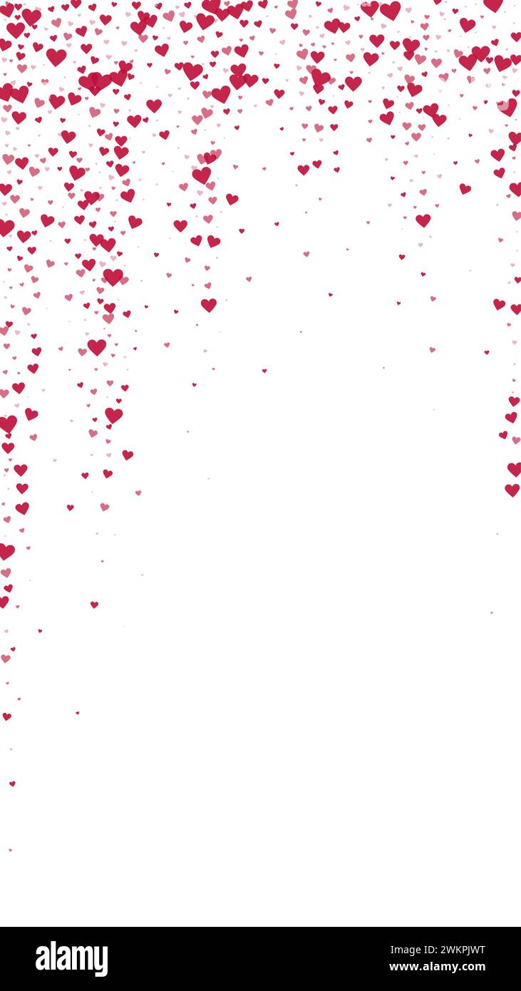 Valentine hearts, flying, falling down, floating. Red hearts scattered ...