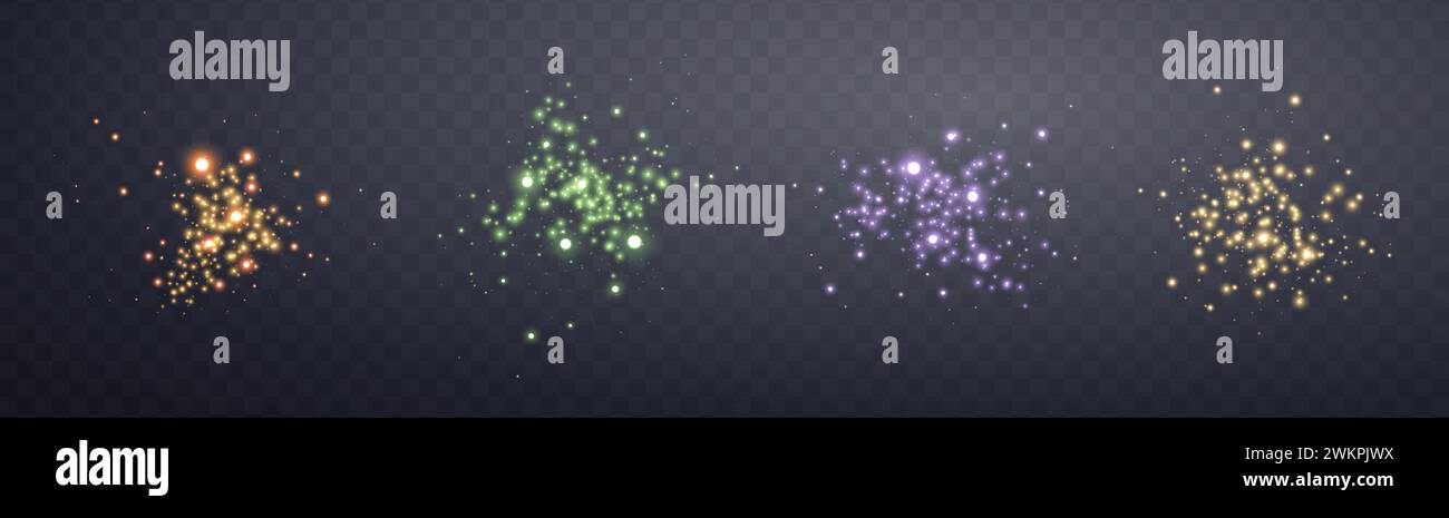 Glowing magic sparkles. Glittering dots, particles and stars. Glow ...