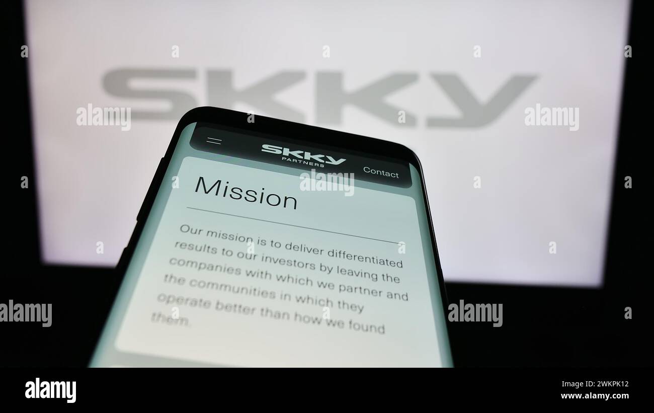 Mobile phone with website of US investment company SKKY Partners LP in ...