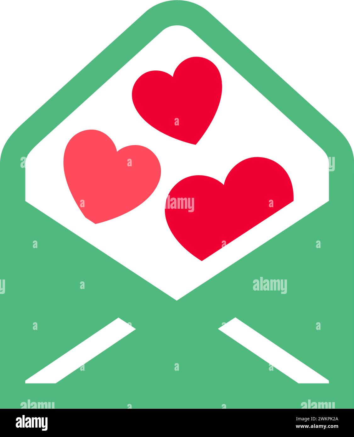 Open envelope with hearts icon or Valentines day symbol, holiday sign ...