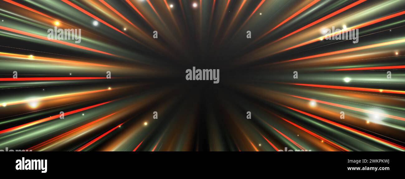 Radial speed rays, light neon flow, zoom in motion effect, green and orange glow speed lines ...