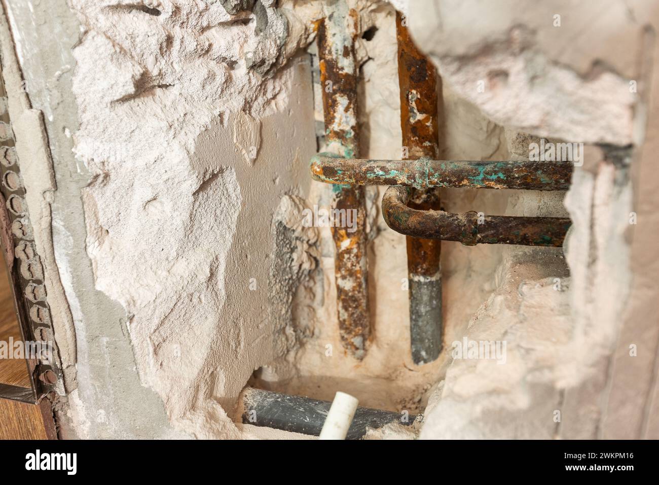 Home residential problem, damage water piping system in restroom, water ...