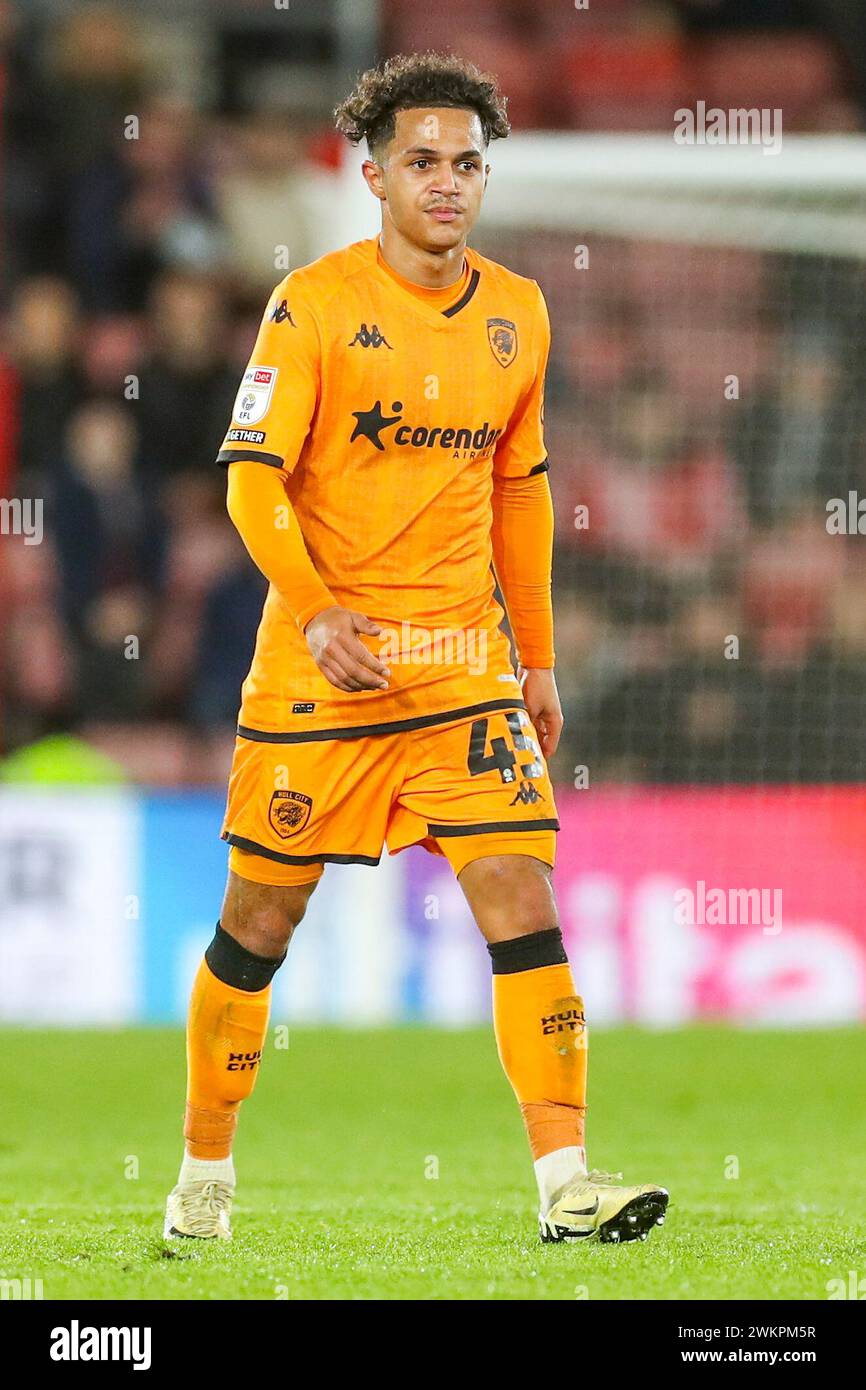 Southampton, UK. 20th Feb, 2024. Hull City midfielder Fabio Carvalho ...