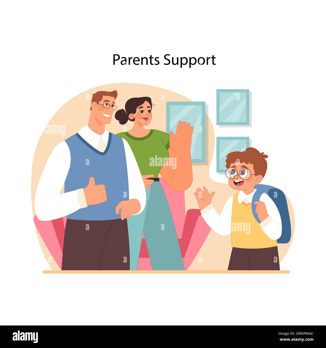 Parents support concept. Nurturing family celebrates child academic ...