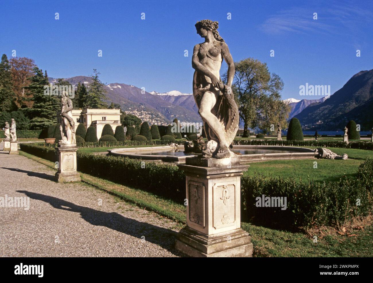 the gardens of Villa Olmo by the Lake of Como - Lombardy - Italy Stock ...