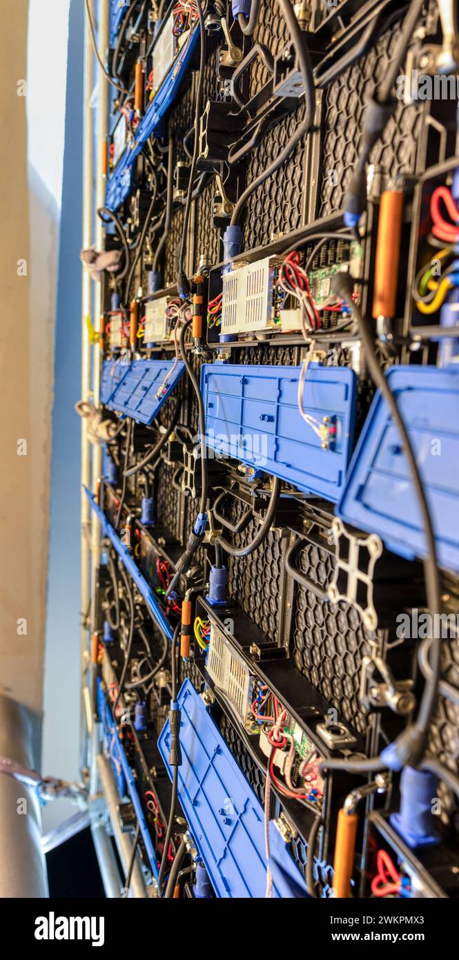 back of a video wall electronics control panel, with the motherboard ...