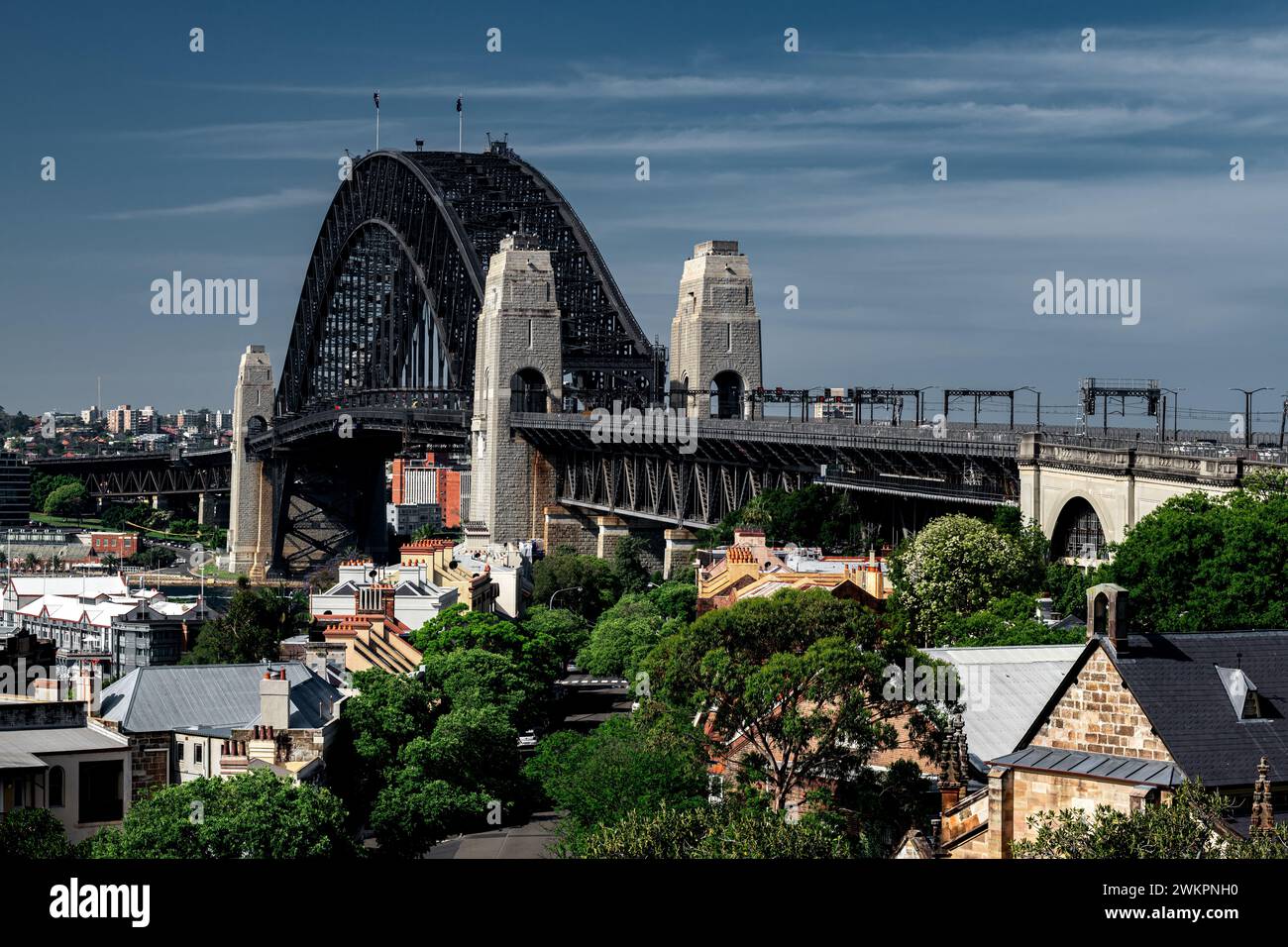 View on famous Sydney Harbour Bridge from Observatory Hill Stock Photo ...