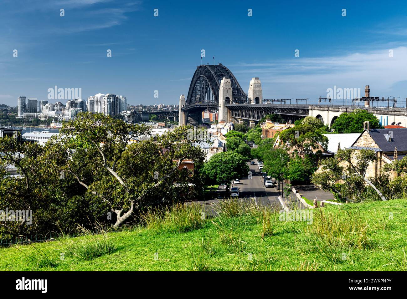 View on famous Sydney Harbour Bridge from Observatory Hill Stock Photo ...