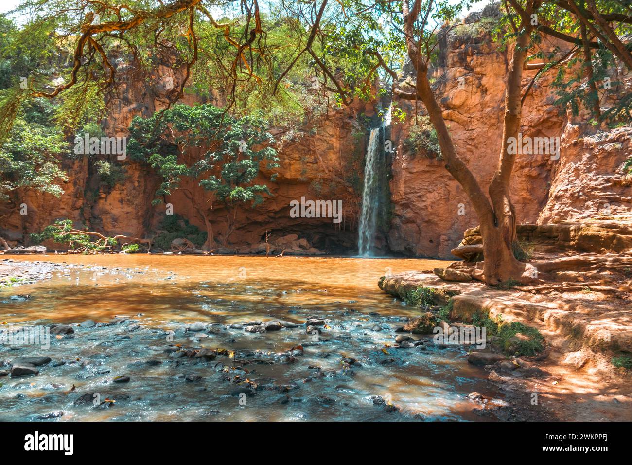 Scenic view of Makalia Waterfall in Lake Nakuru National Park in Kenya ...