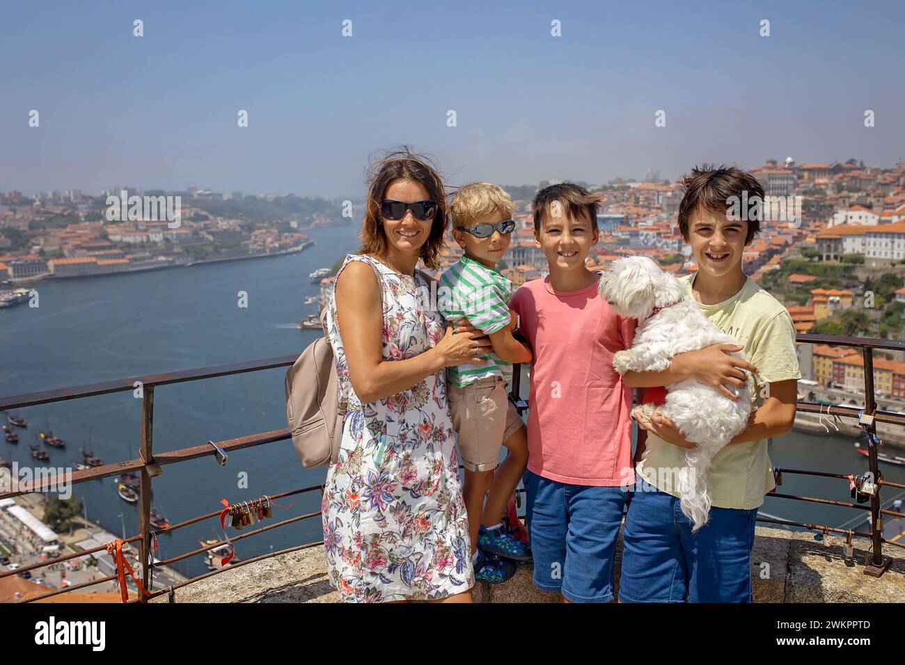 Happy family, visiting Lisbon during summer holiday, people with ...