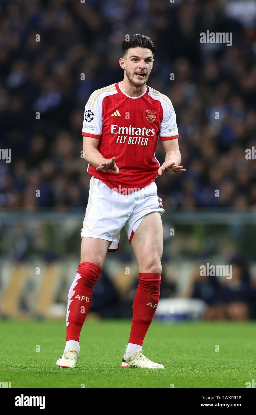 Porto, Portugal. 21st Feb, 2024. Declan Rice of Arsenal during the UEFA ...