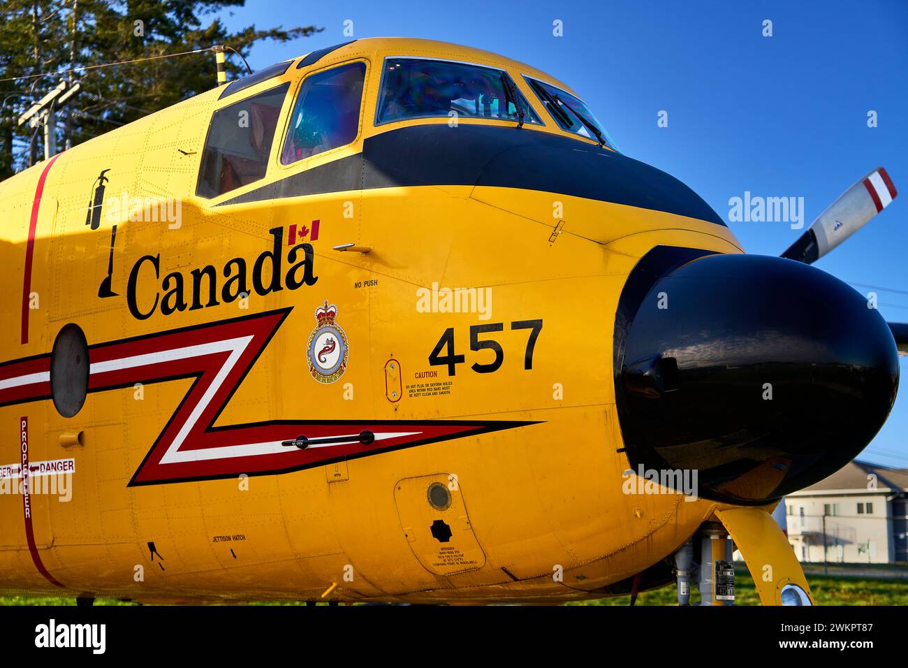 A closeup view of the bright yellow search and rescue de Havilland DHC ...