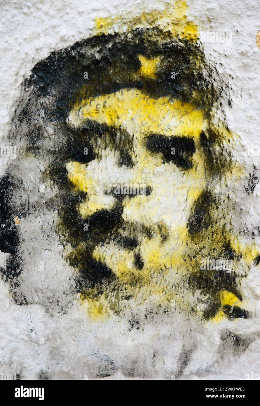 TOMAR, PORTUGAL - APRIL 28, 2015: Che Guevara graffiti painting on an ...