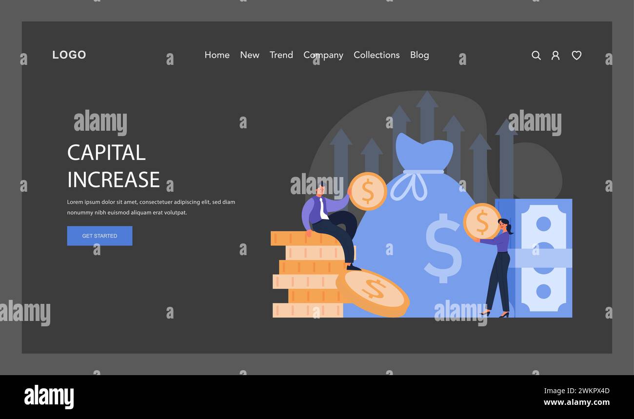 Capital Increase dark or night mode web, landing. Demonstrating ...
