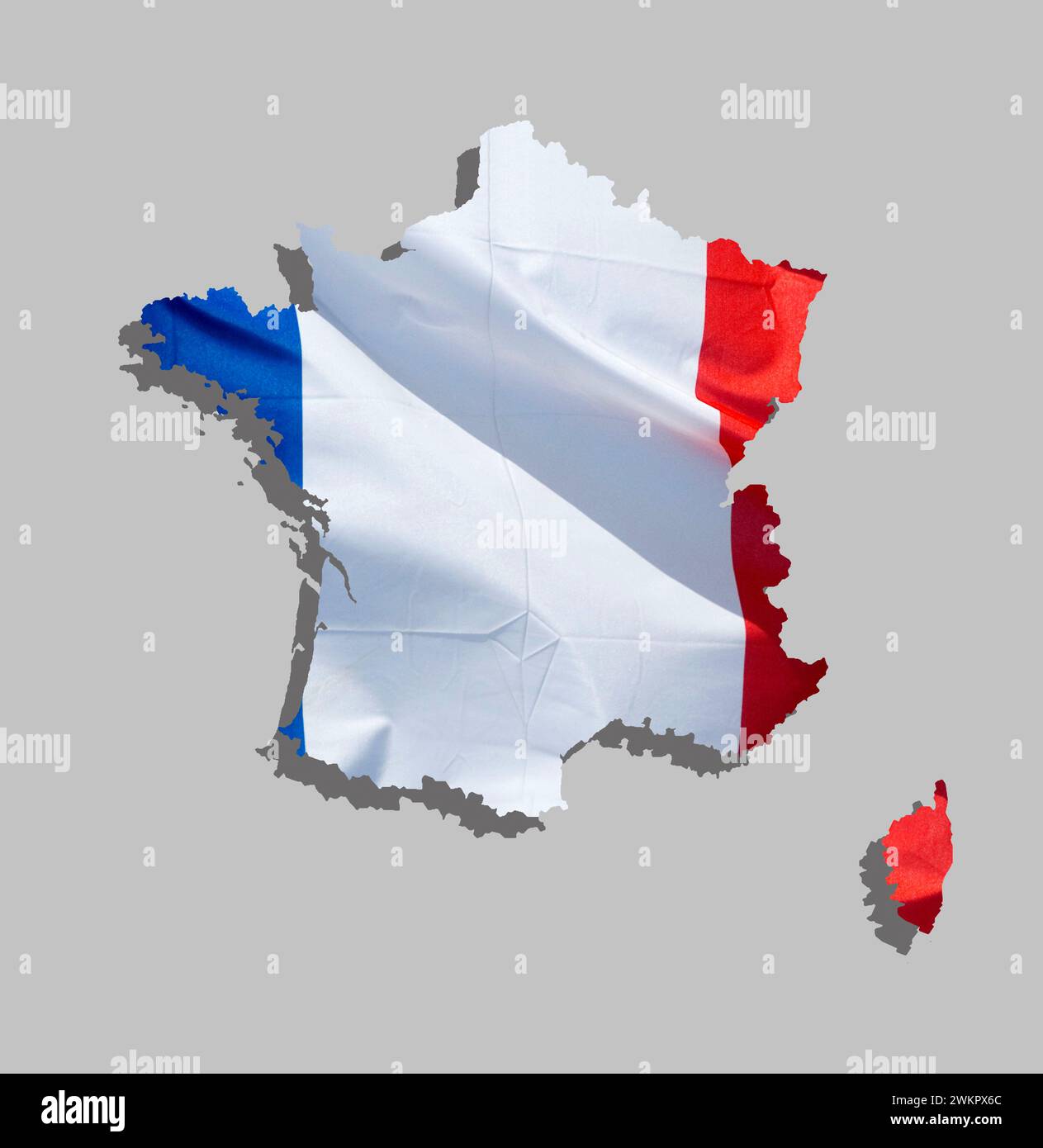 outline of France with national flag Stock Photo - Alamy