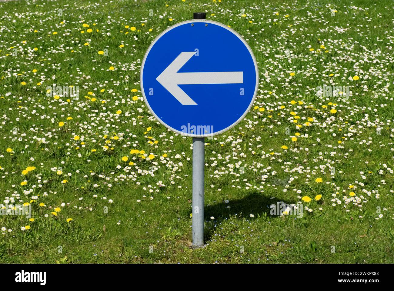 sign go make a turn to the left Munich, Upper Bavaria, Germany Stock ...