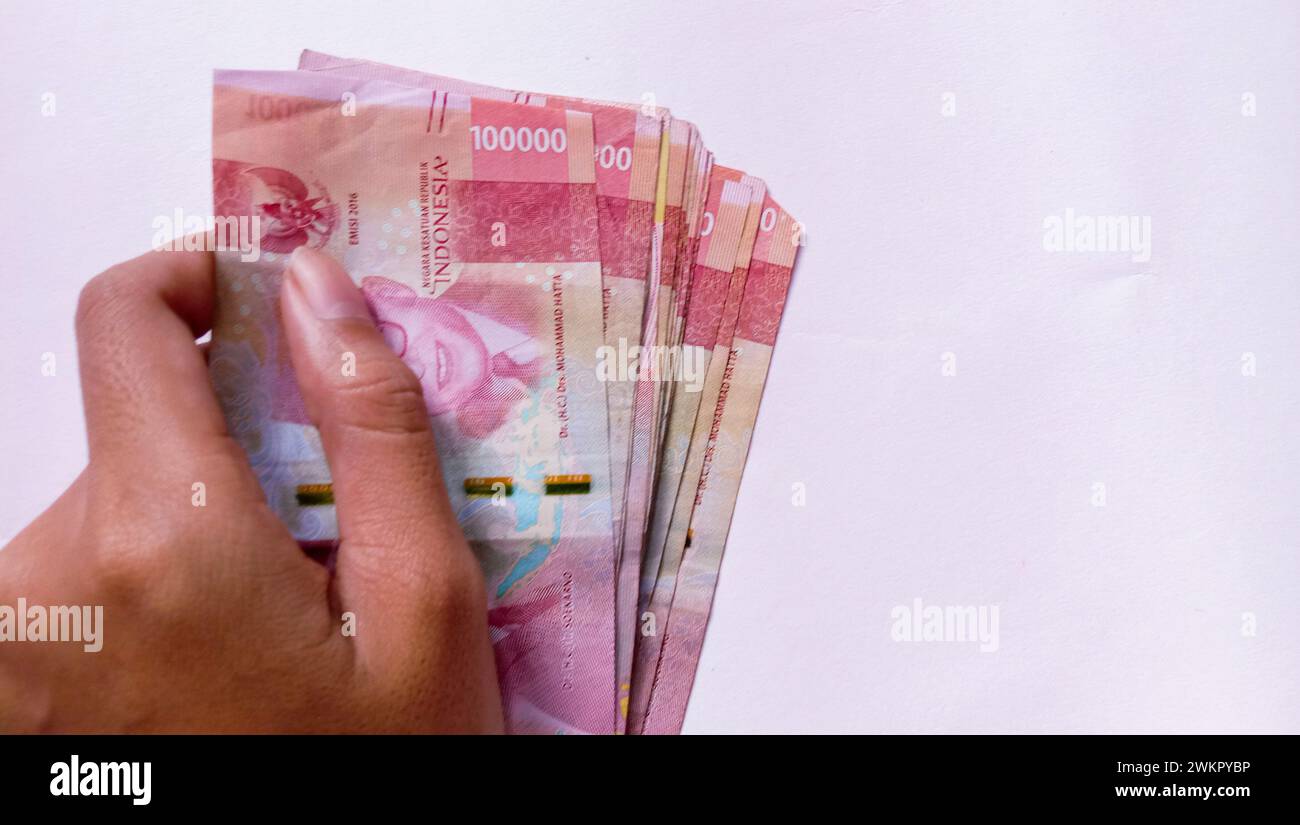 Currency of 100 thousand rupiah, the state currency of Indonesia, 23 ...