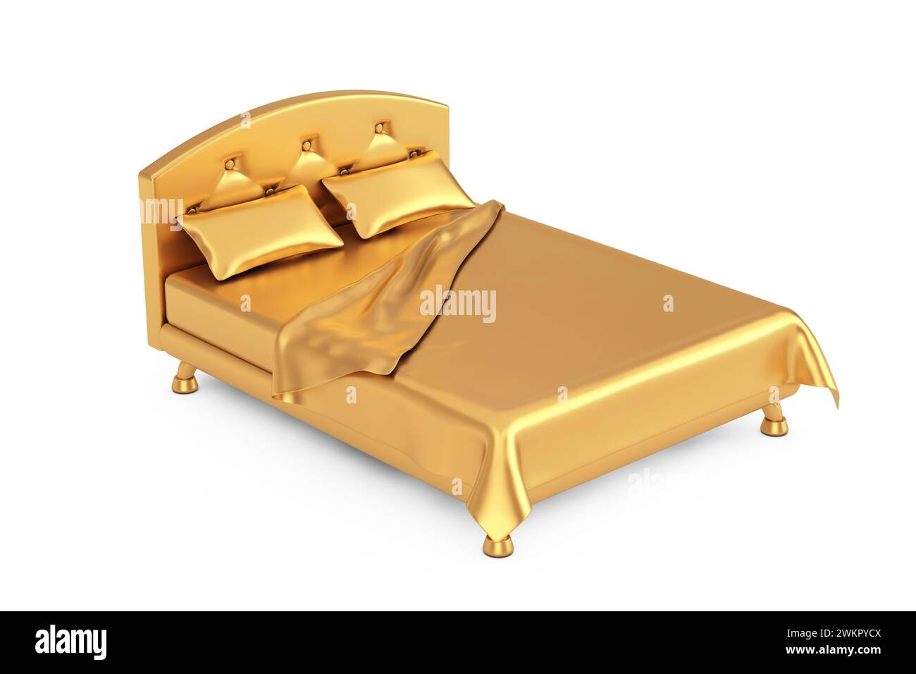 Golden Bed Icon on a white background. 3d Rendering Stock Photo - Alamy