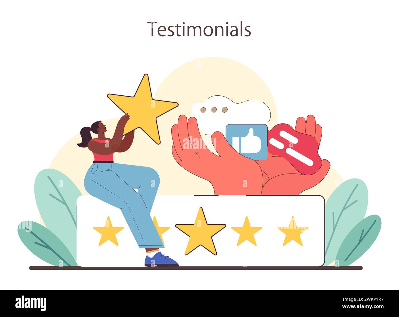 Social proof and reviews concept. Capturing customer experiences with star ratings and social ...