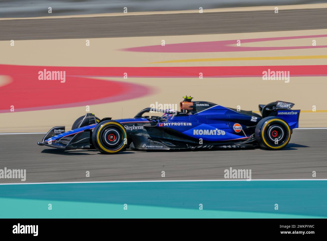 Williams driver Logan Sargeant of the US steers his car for a Formula ...