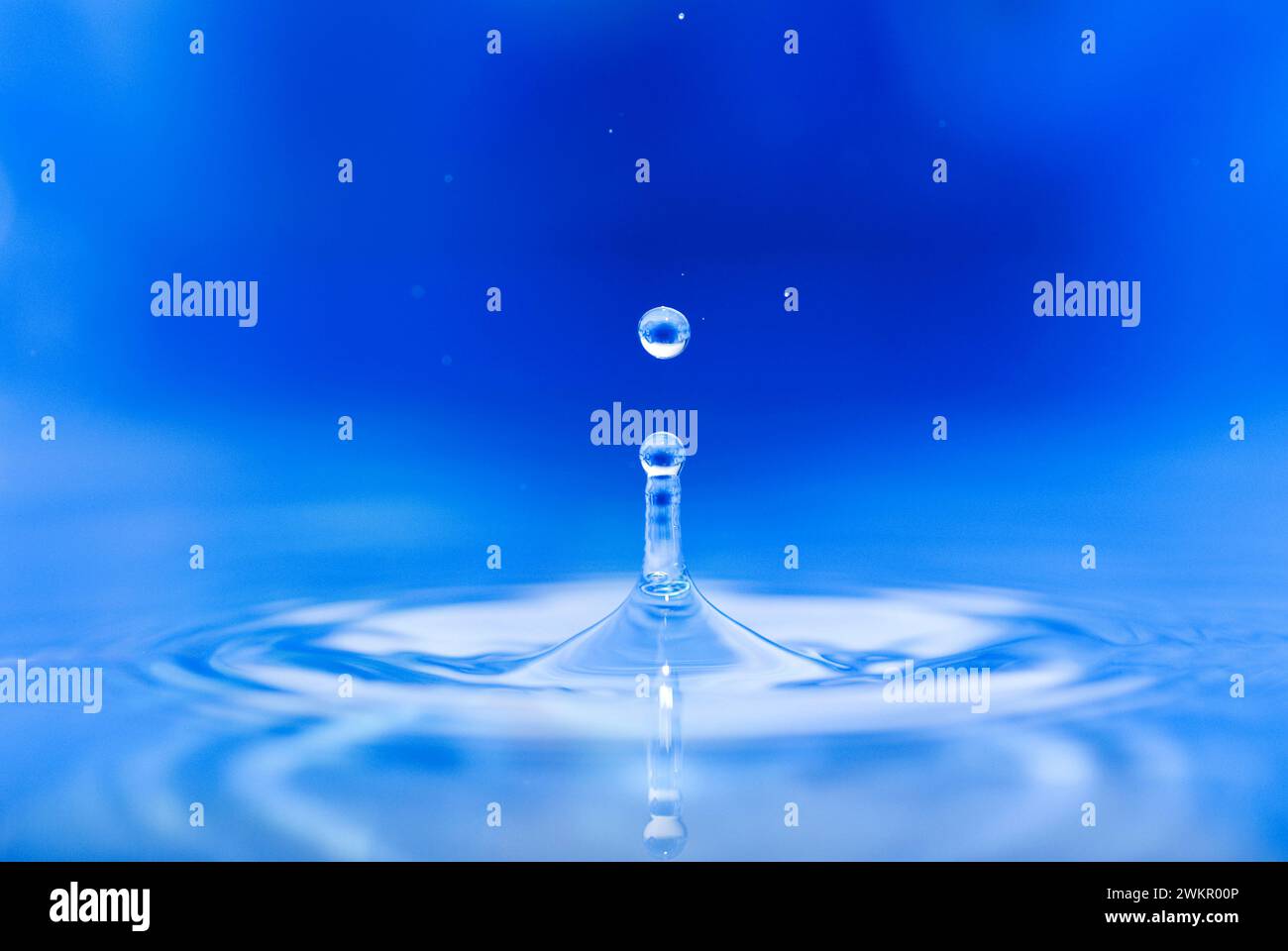 a drop of water jumps upwards from the water surface Stock Photo - Alamy