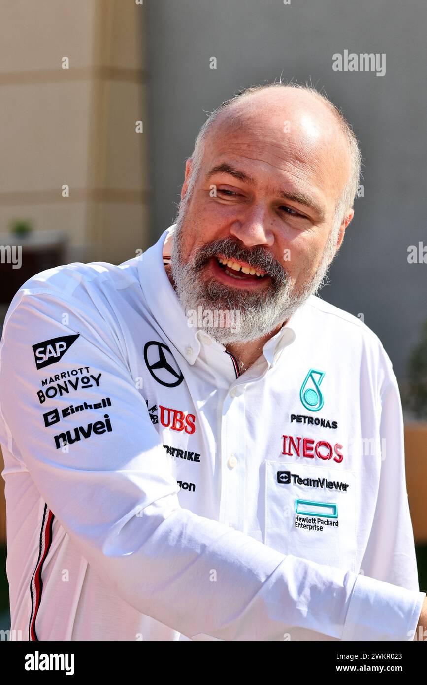 Sakhir, Bahrain. 22nd Feb, 2024. Evan Short (GBR) Mercedes AMG F1 Head ...