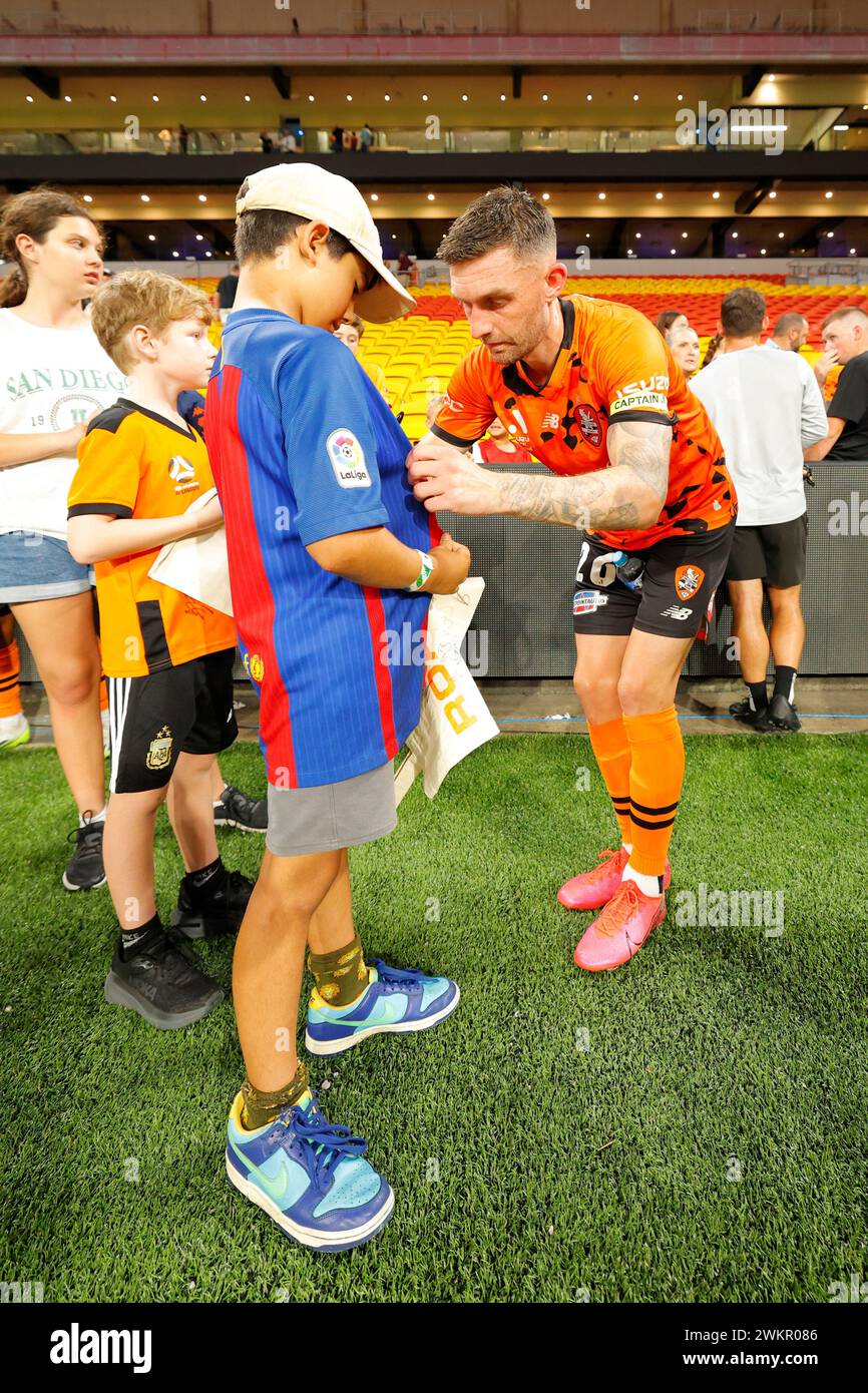 Brisbane, Australia. 2nd Feb 2024. James O'Shea (26 Brisbane) signs ...