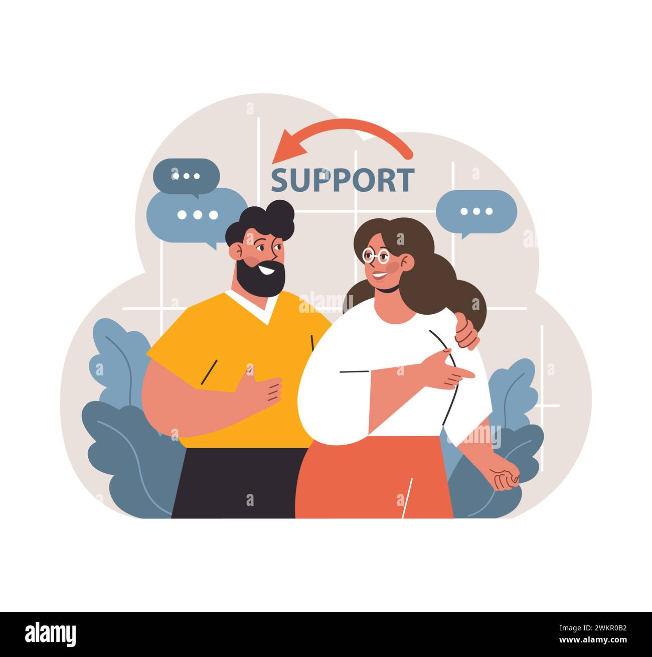 Two diverse colleagues share a supportive moment, highlighting mutual ...