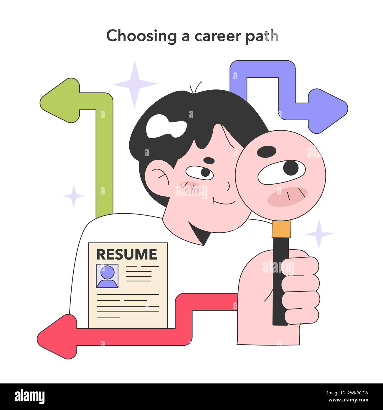 Man choosing career path. New opportunities, life changing decision ...