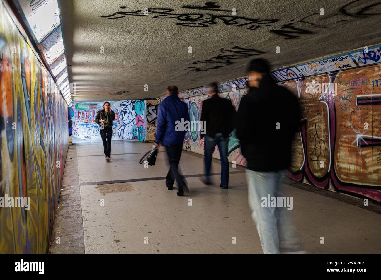 Madrid, 01/31/2024. Retiro metro station passageway. Photo: Tania ...