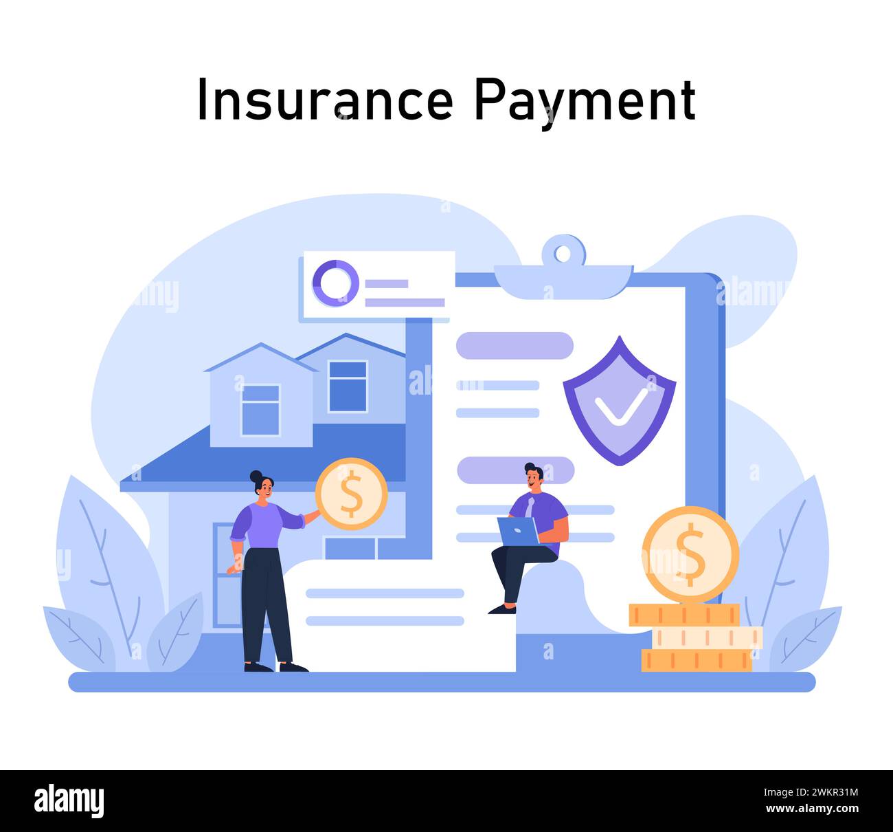 Insurance Payment Concept Individuals Ensure Home Security Through