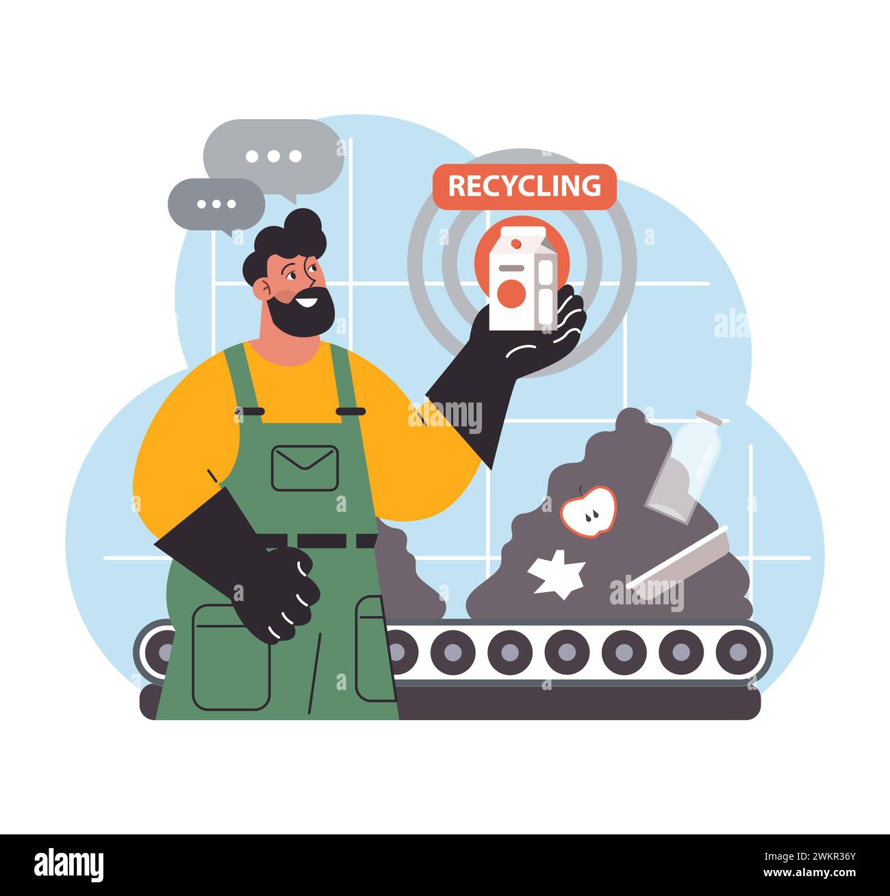 Rubbish on conveyor belt sorting Stock Vector Images - Alamy