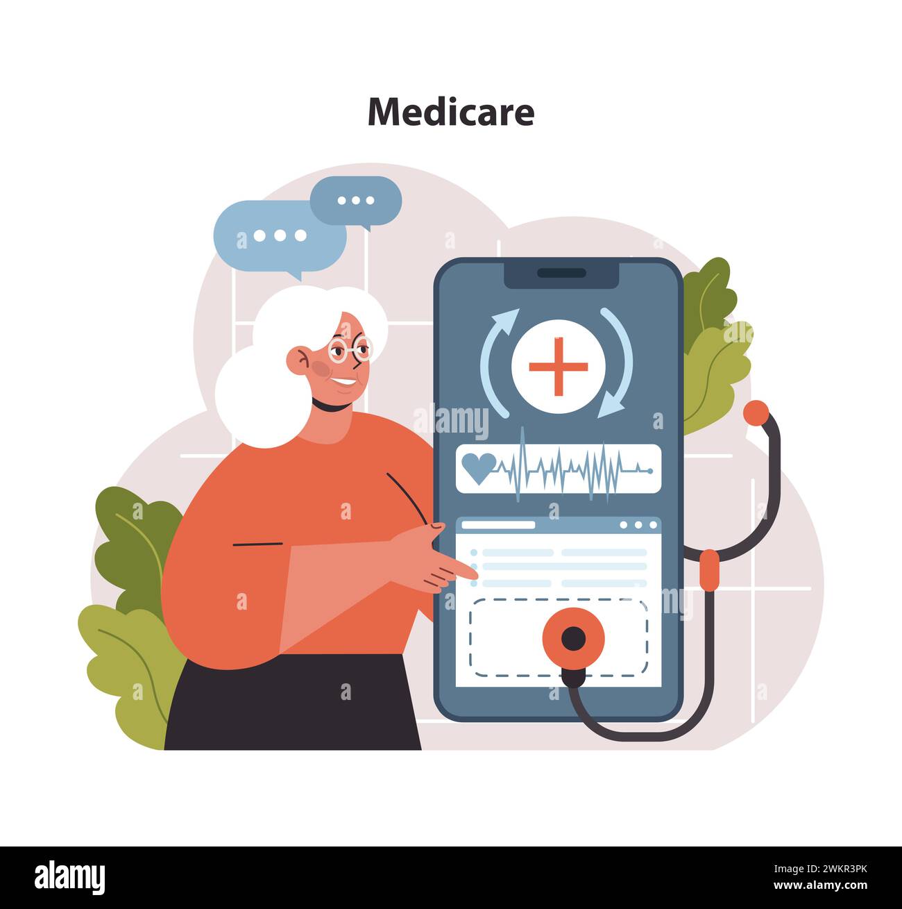 Elderly woman engages with a digital health app, highlighting the ...