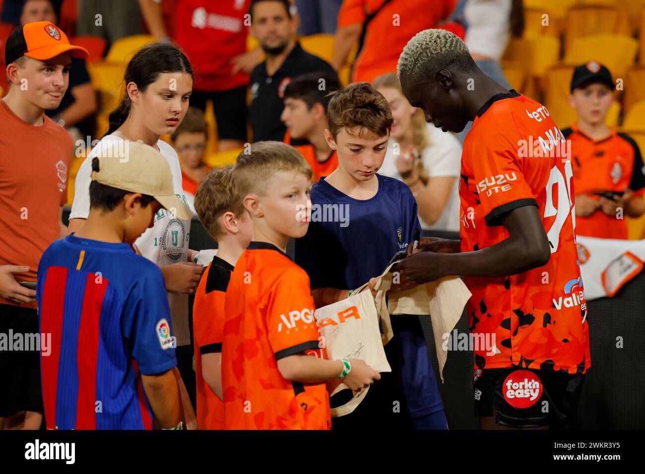 Brisbane, Australia. 2nd Feb 2024. Ayom Majok (99 Brisbane) signs ...