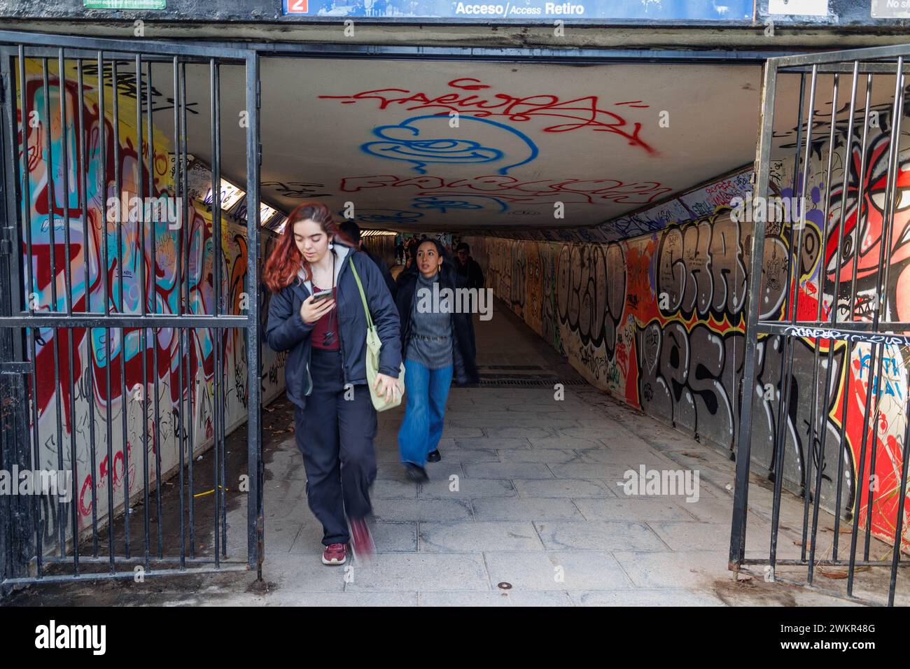 Madrid, 01/31/2024. Retiro metro station passageway. Photo: Tania ...