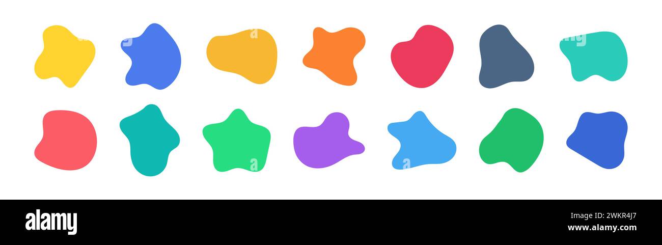 Organic blob shapes. Abstract irregular forms. Liquid round deformed ...