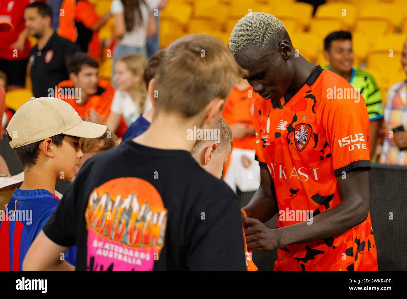 Brisbane, Australia. 2nd Feb 2024. Ayom Majok (99 Brisbane) signs ...