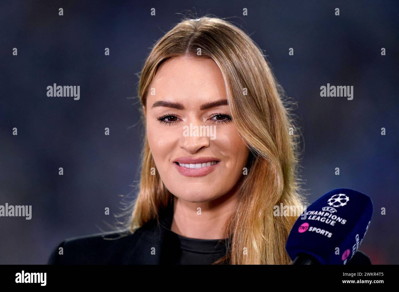 TNT Sports presenter Laura Woods ahead of the UEFA Champions League ...