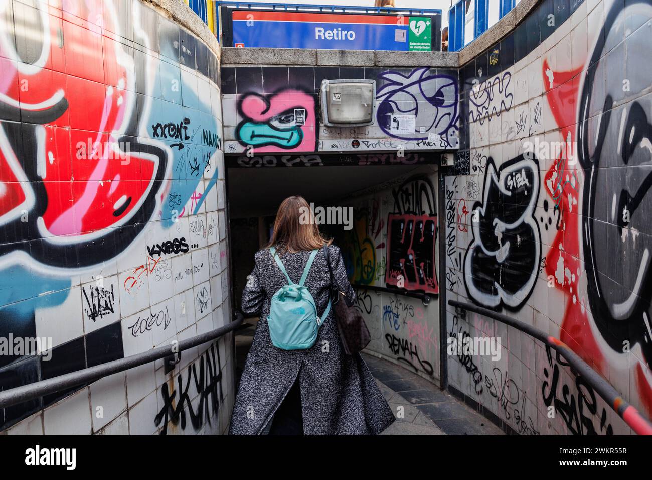 Madrid, 01/31/2024. Retiro metro station passageway. Photo: Tania ...