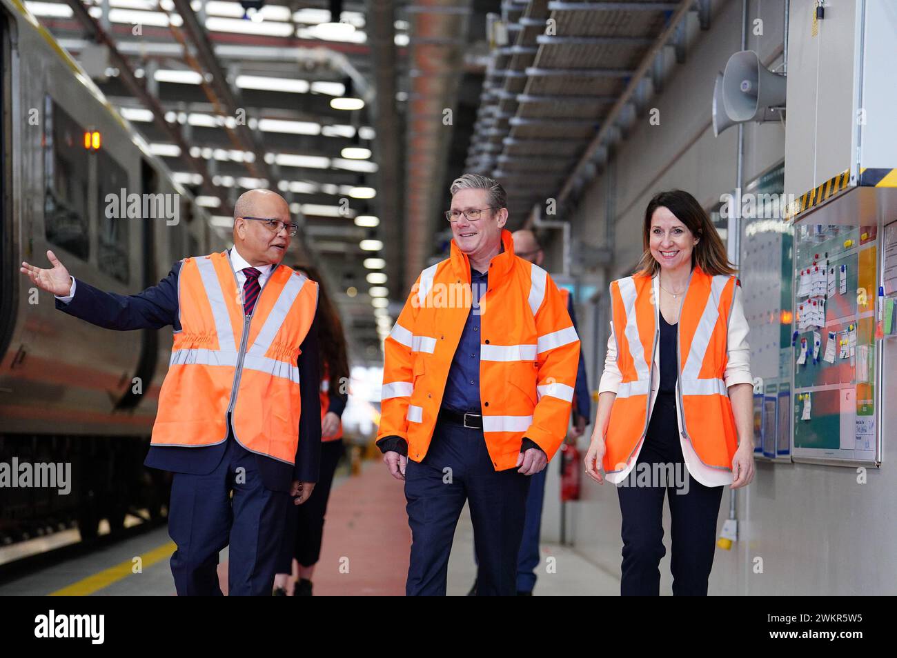 Labour leader Sir Keir Starmer (centre) and shadow work and pensions ...