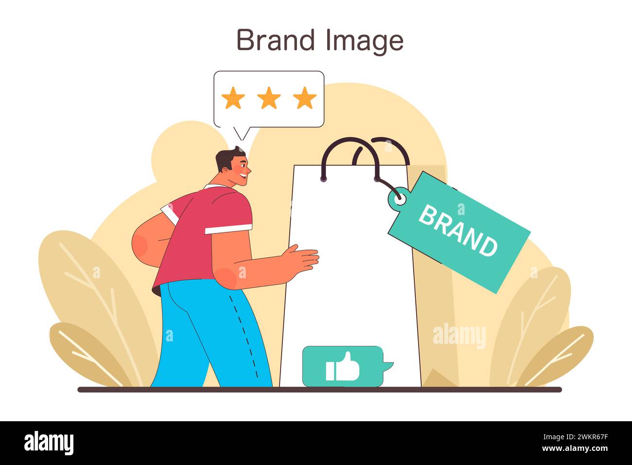 Brand image concept. A satisfied customer perceives the quality of a ...