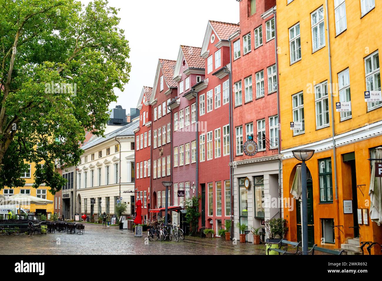 A row of colorful houses in Copenhague, Denmark Stock Photo - Alamy