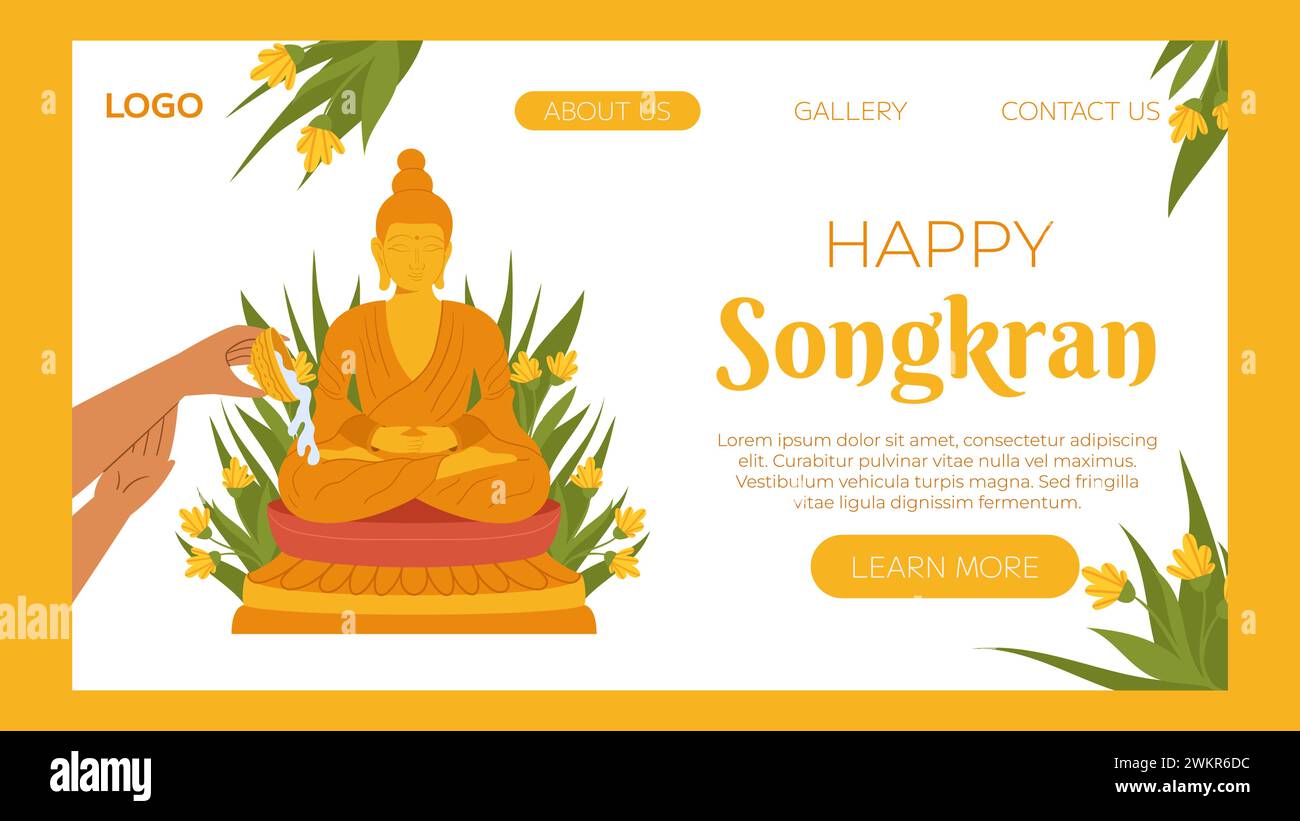 Songkran, Bathing the Buddha statue, blessing holy water and pay ...