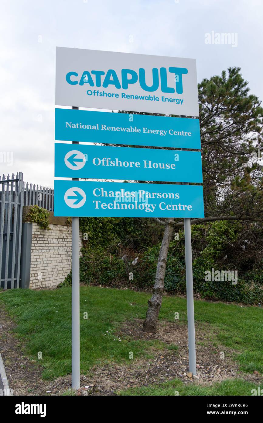 Sign at the Offshore Renewable Energy (ORE) Catapult innovation centre ...