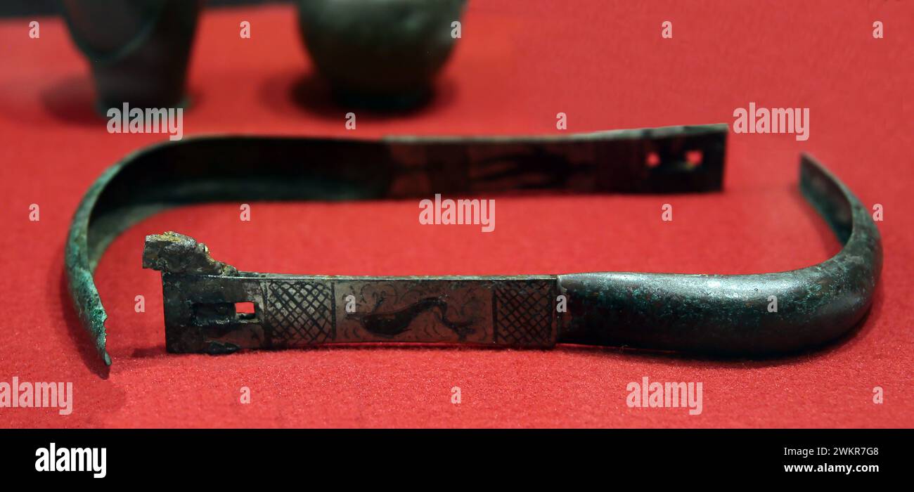 Roman bronze strigil. 1st century. From Pompeii. Italy Stock Photo - Alamy