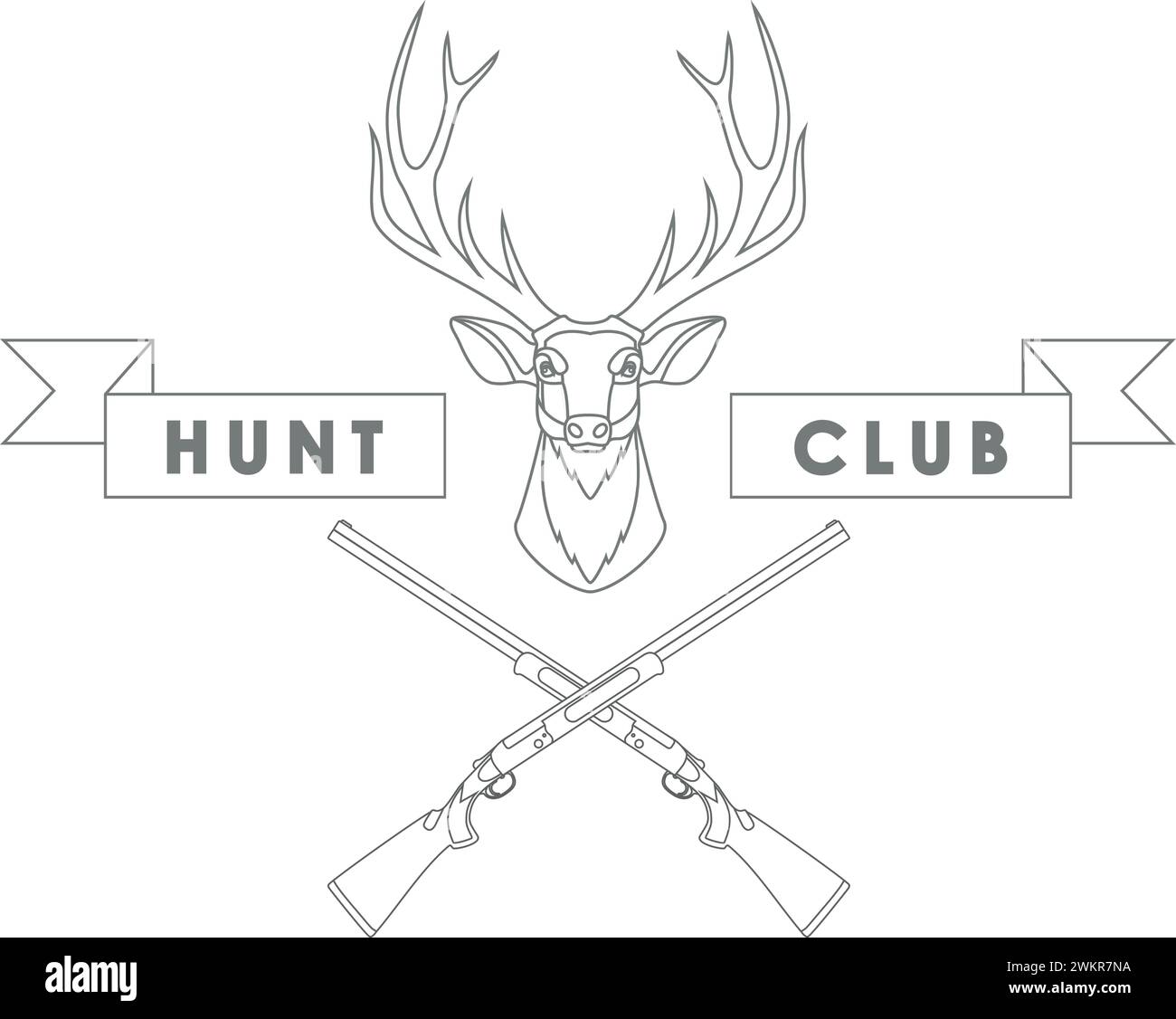 Deer Head, Crossed Hunting Rifles and Banner of Hunting Club Isolated ...