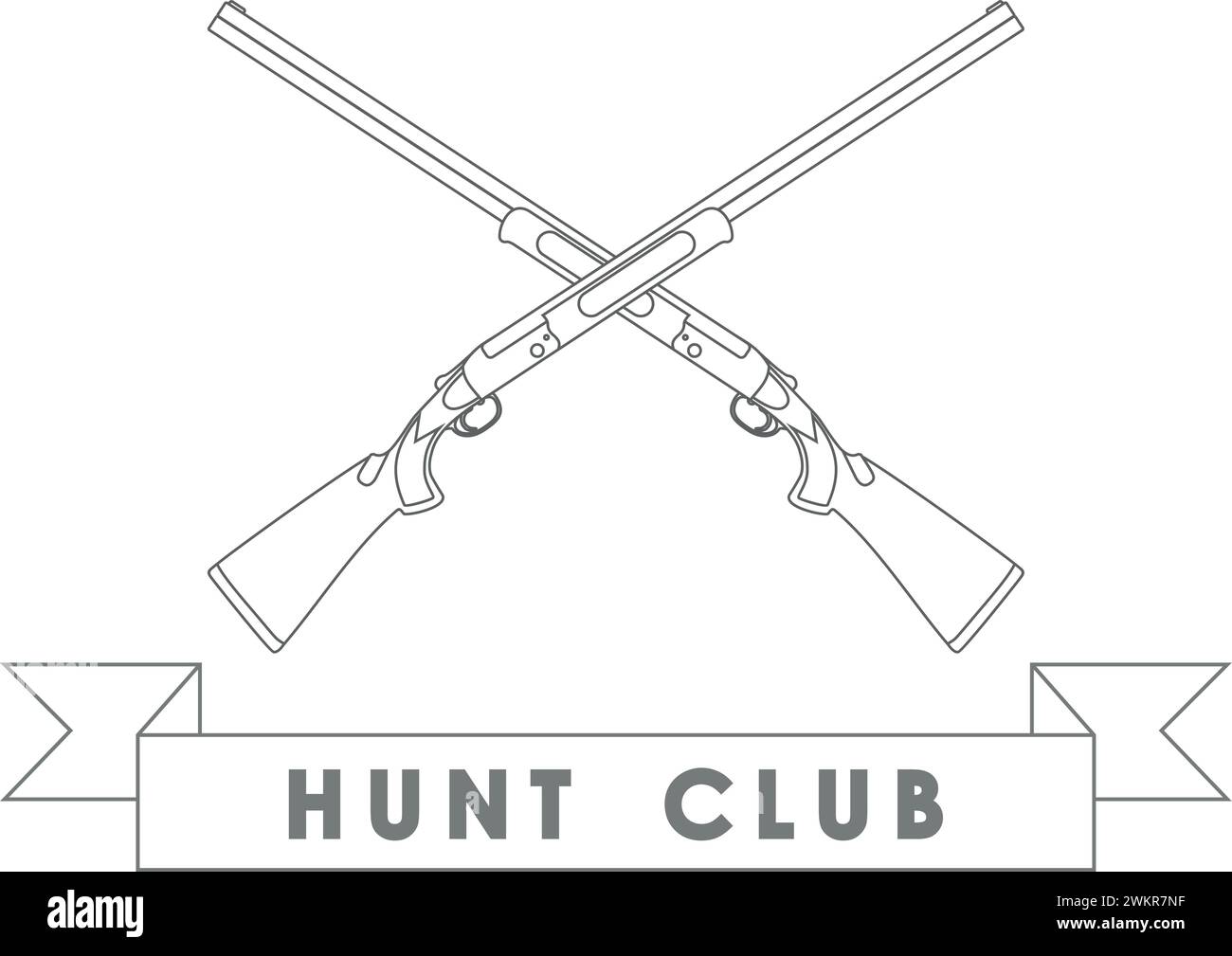 Crossed Hunting Rifles and Banner of Hunting Club Isolated Outline in ...