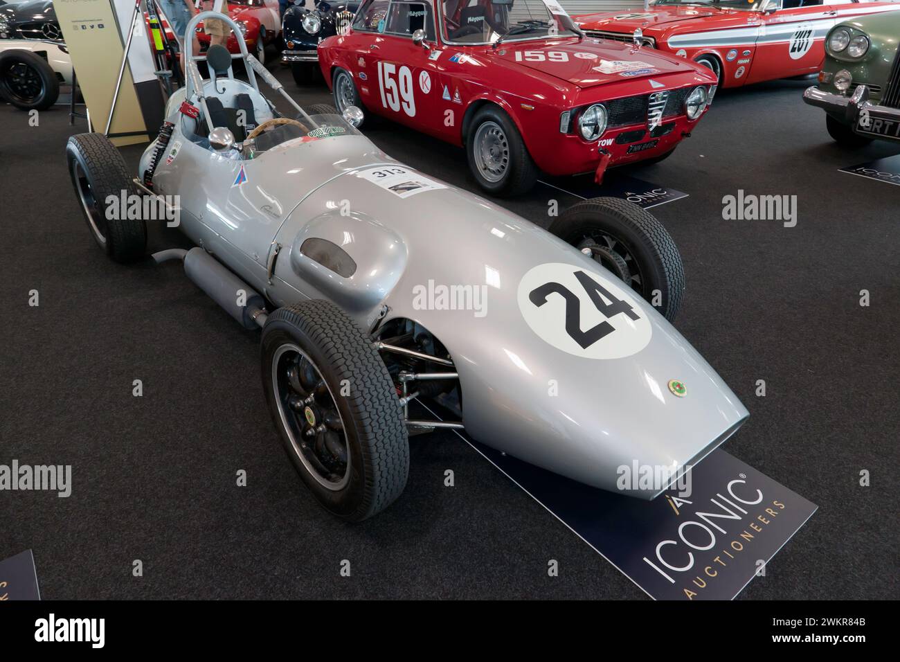 Three-quarters front view of a Silver, 1960, Hillwood Formula Junior ...