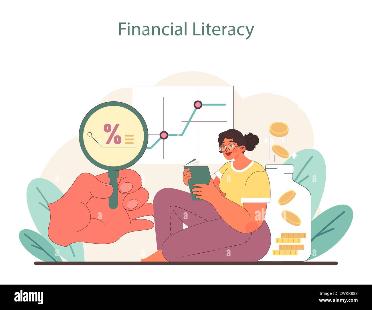 Financial Literacy concept. Delving into market trends and interest ...